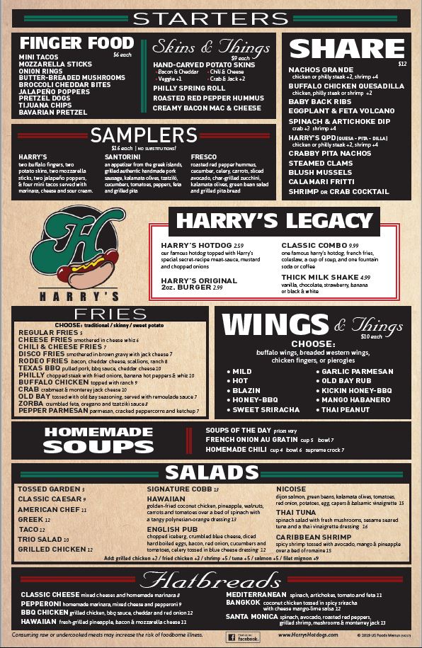 Menu | Harry's Hotdogs